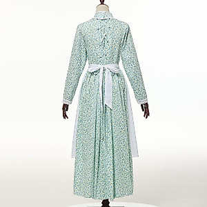 GRACEART Pioneer Woman Costume Colonial Prairie Dress for Women 100% Cotton