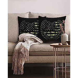 applebless Set of 2 Throw Pillow Covers Square for Home Decor, Camo 18x18 Inch Cotton Reversible Pillow Case Sofa Soft Cushion Cases for Bedroom Couch Bed Car Chair