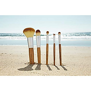 Bamboo Naturals Makeup Brushes, Natural Bamboo Handles, Includes Five Brushes: Powder Foundation and Liquid Foundation Brush, Eyeshadow Brush, Smudge Brush, Angled Eyeliner Brush, 11 x 1.3 x 7, 5 PC