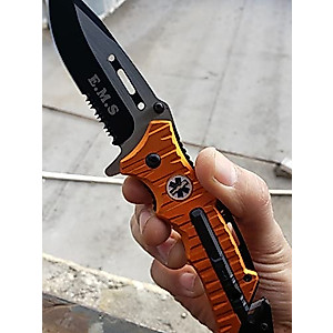 8.25 Orange Emergency EMT EMS Rescue Handy Medical Pocket Folding Knife