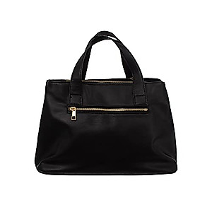 XOXO Women’s Black Chevron Vegan Leather Quilted Pattern Satchel Bag With Adjustable Strap