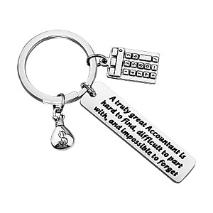 FEELMEM Accountant Gift A Truly Great Accountant is Hard to Find and Impossible to Forget Keychain CPA Coworker Gift CPA Tax Season Accounting Gift (Silver)