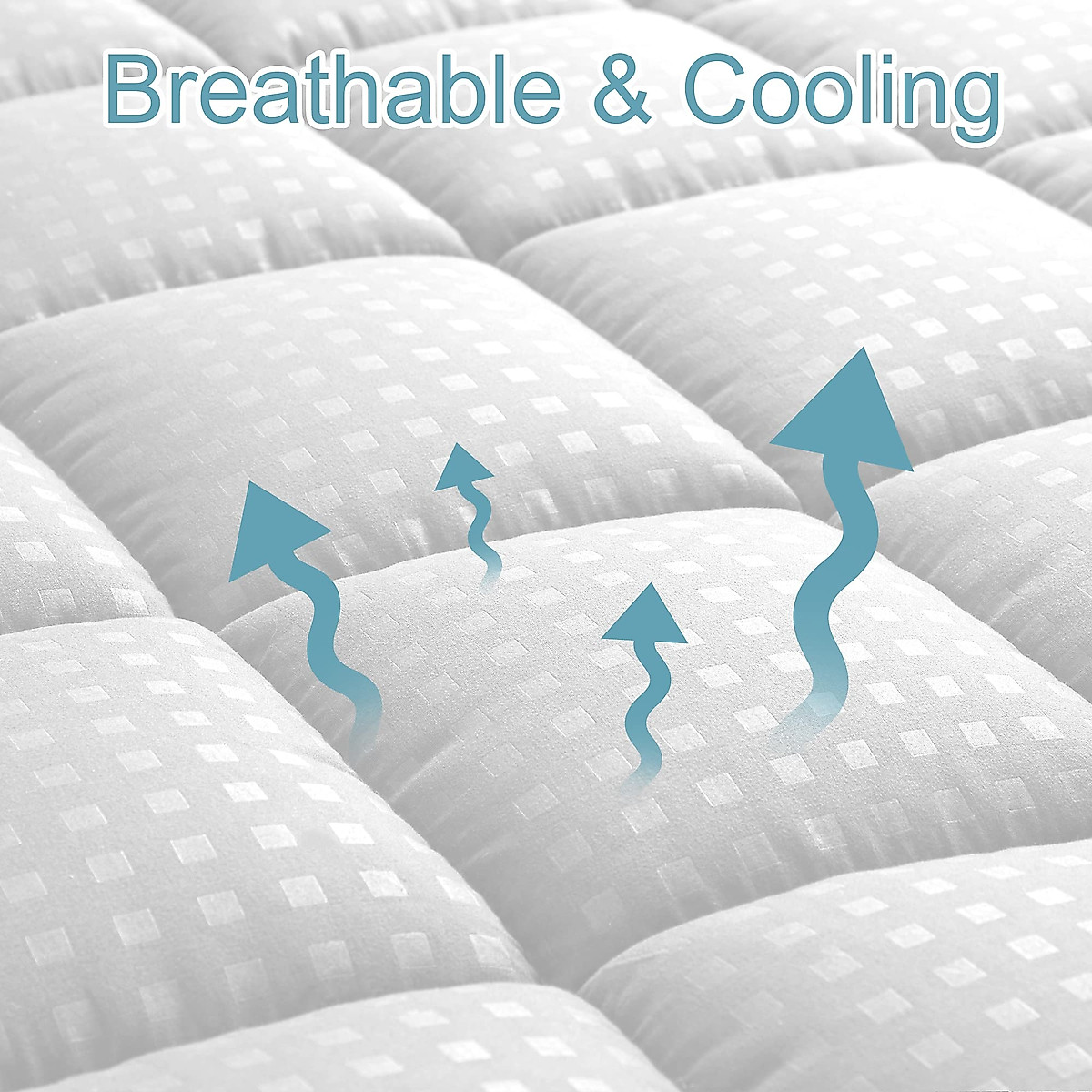 HYLEORY Full Mattress Pad Quilted Fitted Mattress Protector Cooling Pillow Top Mattress Cover Breathable Fluffy Soft Mattress Topper with 8-21" Deep Pocket