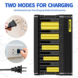 Skywolfeye 18650 Battery Charger 10 Bays Universal Charger for Flashlight Headlamp Battery 3.7v Li-ion Rechargeable Batteries 26650 14500 16340 18500 10440 18350 17670 18650 Charger