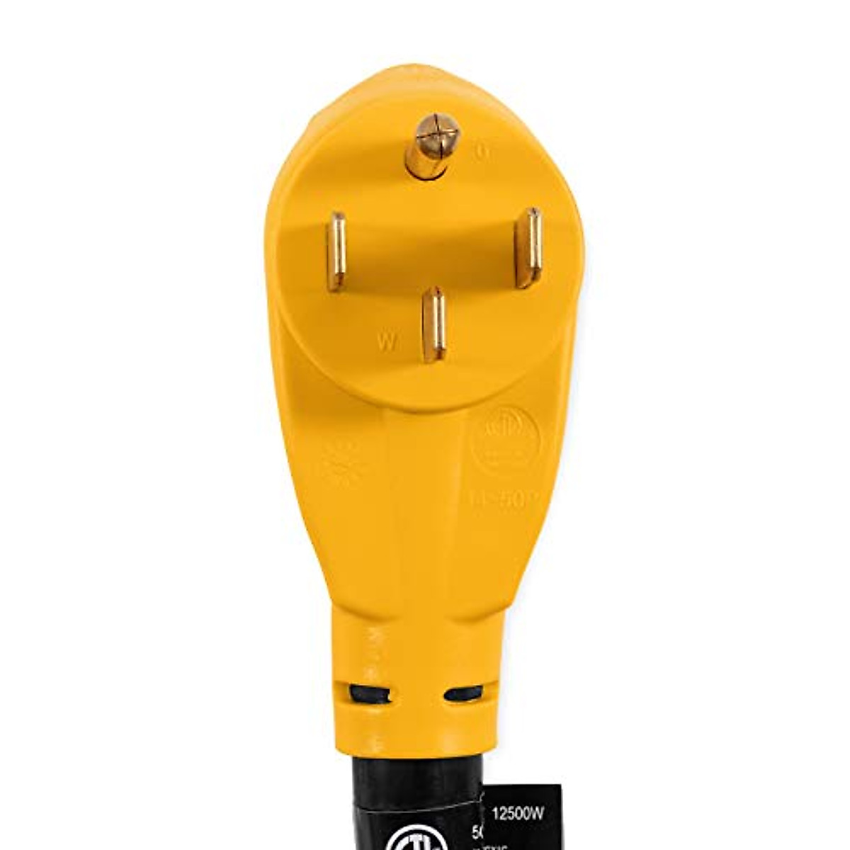 Camco - 21052 Heavy Duty Locking Female PowerGrip Adapter with Innovative 90 Degree Bend Design - 50 AMP Standard Male / 50 AMP 18" (55562)