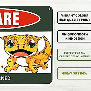 Venicor Crested Gecko Sign Decor - 8 x 12 Inches - Aluminum - Crested Gecko Tank Accessories Toy Gift Food Dish Stuff