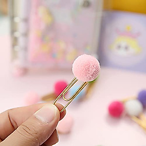 Lan-He Creative Girl Heart Students use Hair Ball Paper Clip Hand Ledger Decoration Colorful Cute Bookmark Small pin Paper Clip