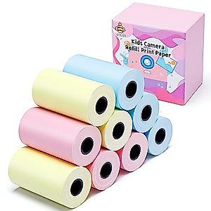 9 Rolls Kids Instant Camera Refill Print Paper- Photo Printer Thermal Paper Rolls Instant Print Camera Refill Paper for Kid's Instant Camera Favors Supplies, Blue, Pink, Yellow