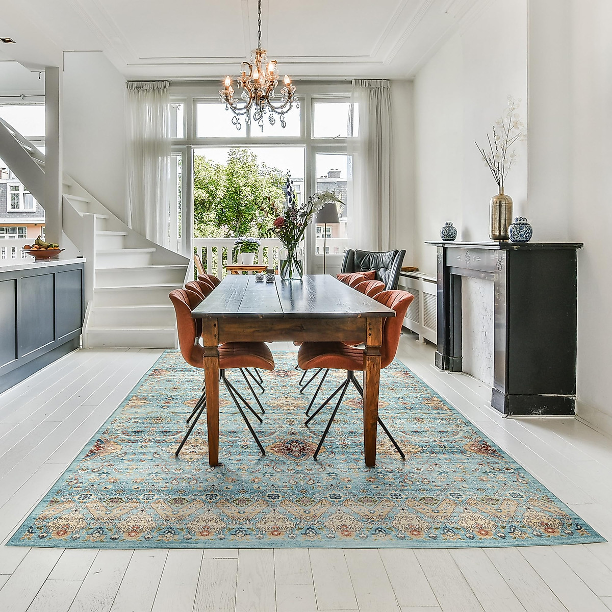 Gertmenian Printed Indoor Boho Area Rug - Non Slip, Ultra Thin, Super Strong, Tufted Rug - Home Décor for Entryway, Bedroom, Living Room - 5x7 Standard, Tanis Sage, 25046