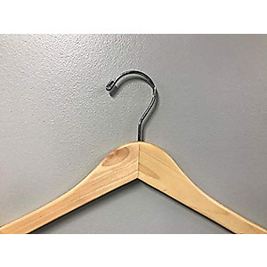 NAHANCO 8117CHNONOTCH20 17" Flat Wood Hanger, Chrome Hook, Natural (Pack of 20)