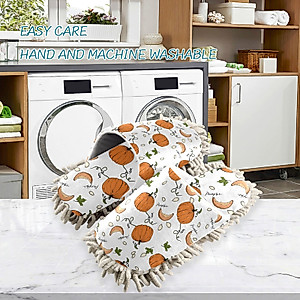 Kigai Microfiber Cleaning Slippers Autumn Cute Pumpkins Washable Mop Shoes Slipper for Men/Women House Floor Dust Cleaner, Size M
