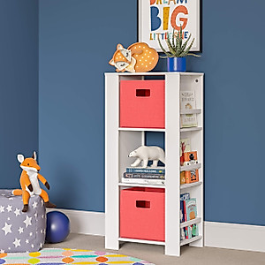 RiverRidge Home RiverRidge Storage Tower, White with Coral Bins