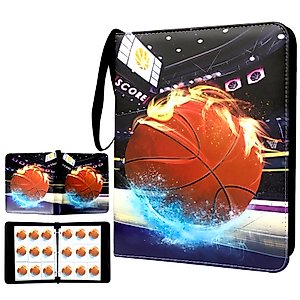 Trading Card Binder 900 Pockets, Basketball Card Binder Holder with 50 Removable Sleeves Fits 900 Sport Cards, Basketball Card Gifts Collector Album with Zipper Storage Display Case