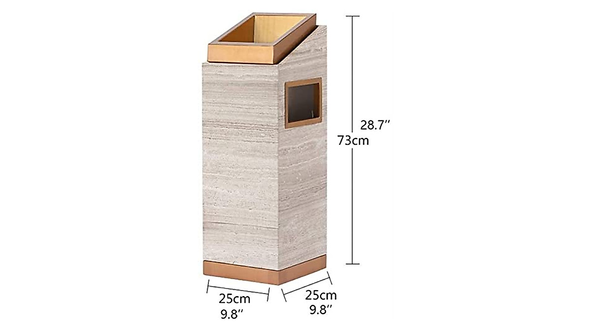 High-End Hotel Lobby Trash Can with Ashtray | Marble & Steel