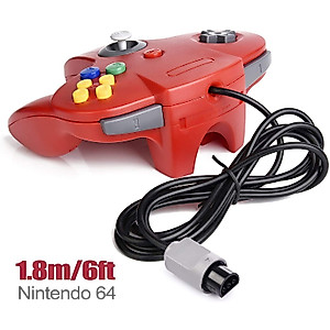 miadore 2 Pack Classic N64 Controllers (Blue/Red) Bundle with 2 Pack 6FT N64 Controller Extension Cable for N64 Console Video Games