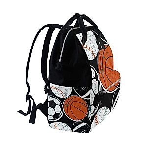 Sports Balls Soccer Baseball Basketball Diaper Bag Mummy Dad Tote Backpack Travel School Boy Girl Large