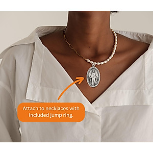 Pack of 3 - Miraculous Medal Pendant Extra Large - 1.75" Silver Oxidized Large Pendant for Necklace, Medals for Jewelry Catholic - Made in Italy