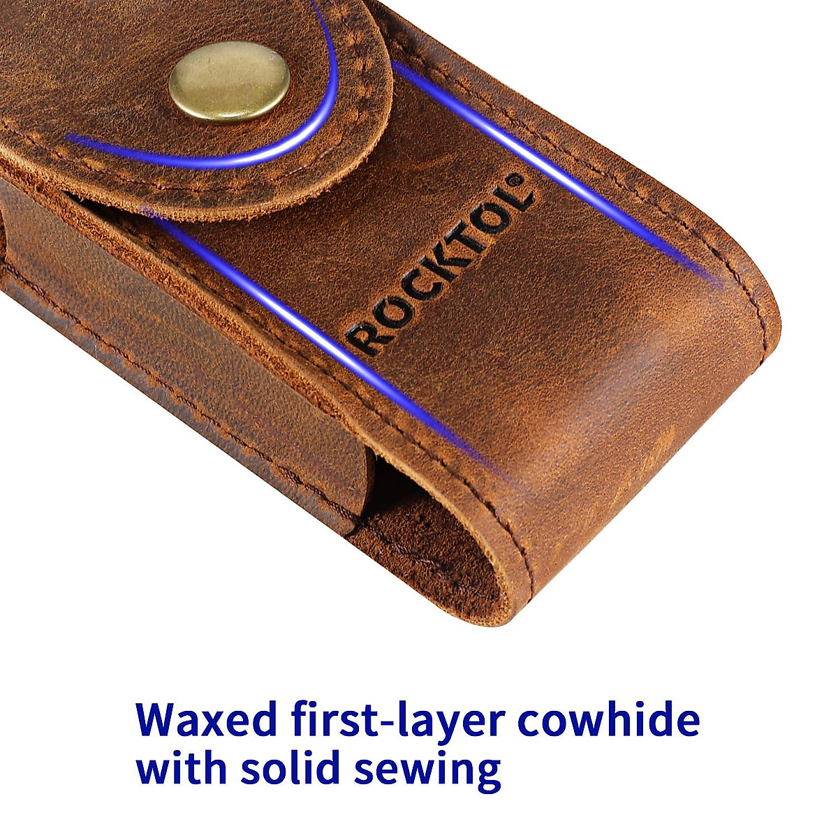 ROCKTOL Multitool Sheath, Premium Leather Snap Sheath for Belt, Multi-Tool Knife Sheath Pouch Holster Fits 4.2" Multitools for EDC, Camping, Hiking Outdoor