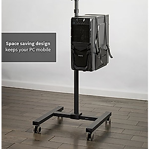 VIVO Mobile Computer Cart, Rolling Stand, Adjustable Monitor Mount with 32 inch Case Holder and Keyboard Tray, Moving Workstation, Black, CART-PC02T