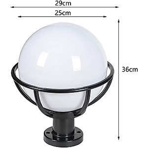 DUBOXX Waterproof Outdoor Garden Pillar Light Industrial Modern Post Lights Spherical Globe Ball Column Lamp Community Patio Landscape Lighting E27 External Fence Deck Post Lantern (Color : Clear, S