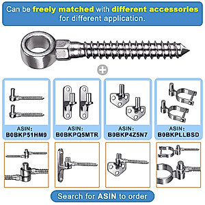 Insaga Gate Hinges, 304 Stainless Steel Wood Gate Hinge, M12 Hook and Eye Hinges, Partial Thread Gate Bolt Hook, Gate Hardware for Wooden Gates Fences, 1Pair