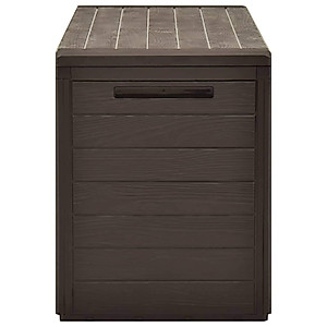 TIFITGO Asomie Patio Storage Box Brown 45.7"x17.3"x21.7" Indoor stockage bin home chest house tank Outdoor Furniture Outdoor Storage Boxes US Stock Fast Shipment Black