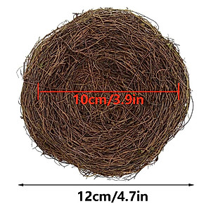 Artificial Bird Nest, Bird Nest with Artificial Bird Eggs, Country Style Simulation Twig Bird Nest for Handmade Easter Rattan Nest Creative Decoration for Home Garden(10~12 cm)