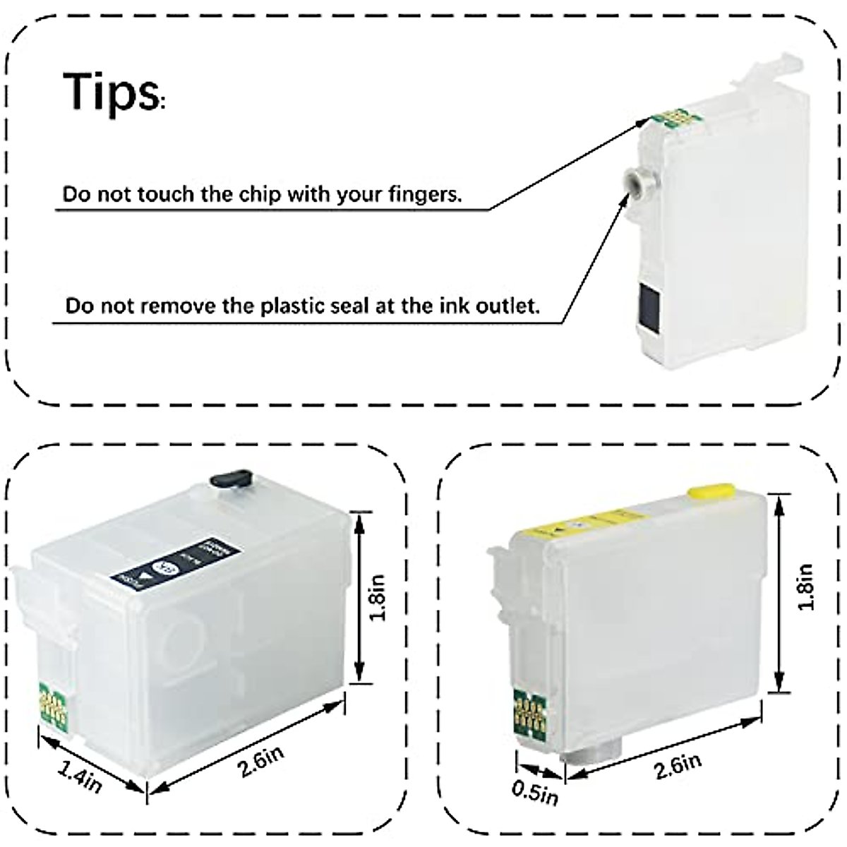 Replacement Refillable Ink Cartridges Compatible Sublimation Ink Cartridges for WF-7720 WF-7710 WF-7620 WF-7610 WF-7210 WF-7110 WF-3620 WF-3640,4Pcs Auto Reset Chips Reusable Empty Ink Cartridges Kit