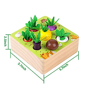 SKYFIELD Wooden Farm Harvest Game Montessori Toy, Educational Learning Toy for Boys &Girls 1 2 3 Years Old, Shape Sorting Vegetable &Fruits Fine Motor Skill Toy Gift for Toddlers 1-3