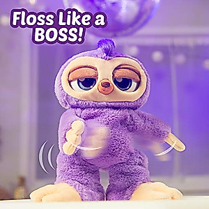 Pets Alive Fifi the Flossing Sloth Purple - 11" Interactive Animal Dancing Robotic Plush Toy with 3 Songs, Floss Dance, Adorable Gift, Party Plush Toy Kids Ages 3+