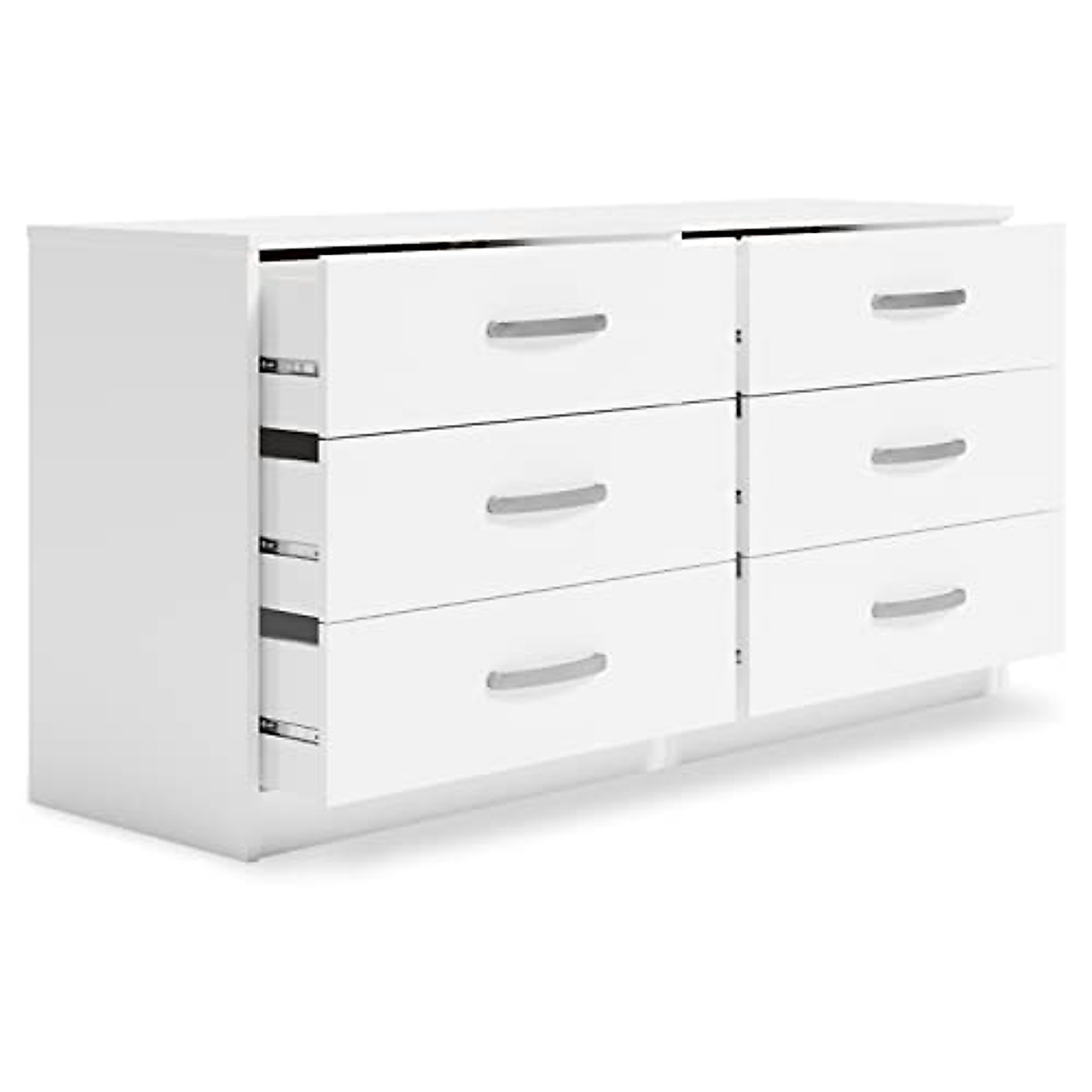 Signature Design by Ashley Flannia Modern 6 Drawer Dresser with Ball-bearing Construction and Safety Stop, White