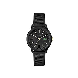 Lacoste 12.12 Women's Quartz Plastic and Silicone Strap Watch, Color: Black (Model: 2001212)