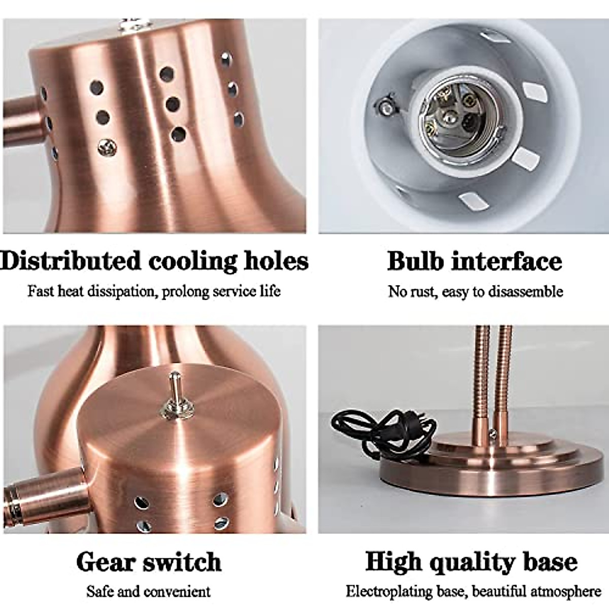 Double Head Multi-Directional Adjustment Catering Food Warmer Lights, Commercial Food Warmer Buffet Server for Parties Buffets, 360° Bend Buffet Food Warmer Restaurant Food Service,Silver