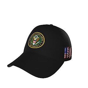 Tavos Army Retired Trucker Hat for Men - Baseball Snapback Cap American Flag