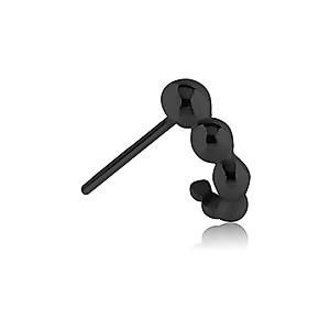 Black-Tone 316L Surgical Steel Left Nostril Screw Nose Stud Ring Nose Hugger 20G