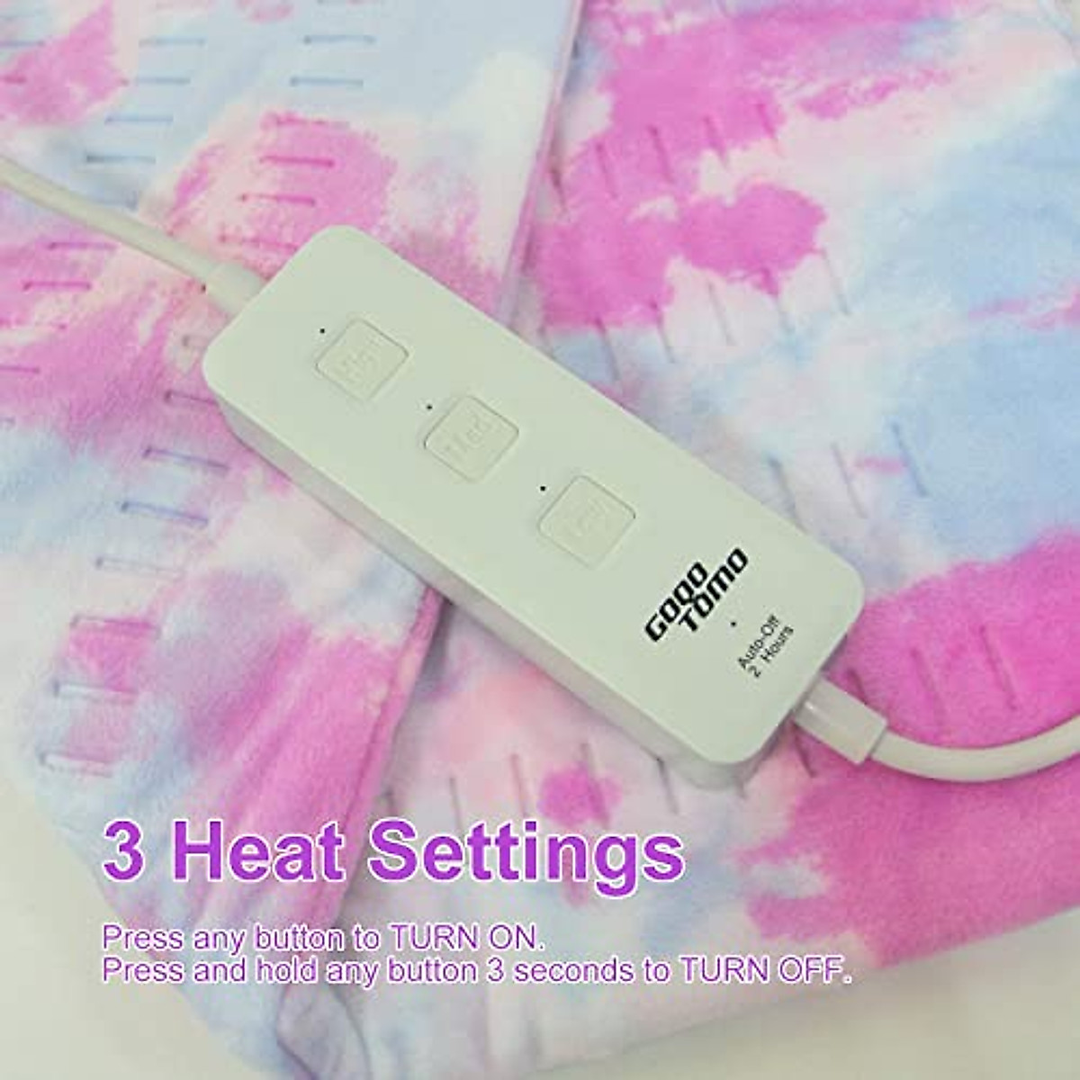 GOQOTOMO Heating Pad Fast-Heating Technology for Back/Waist/Abdomen/Sh-oulder/Neck Pain and Cramps Relief - Moist and Dry Heat Therapy with Auto-Off Hot Heated Pad by-Colorful