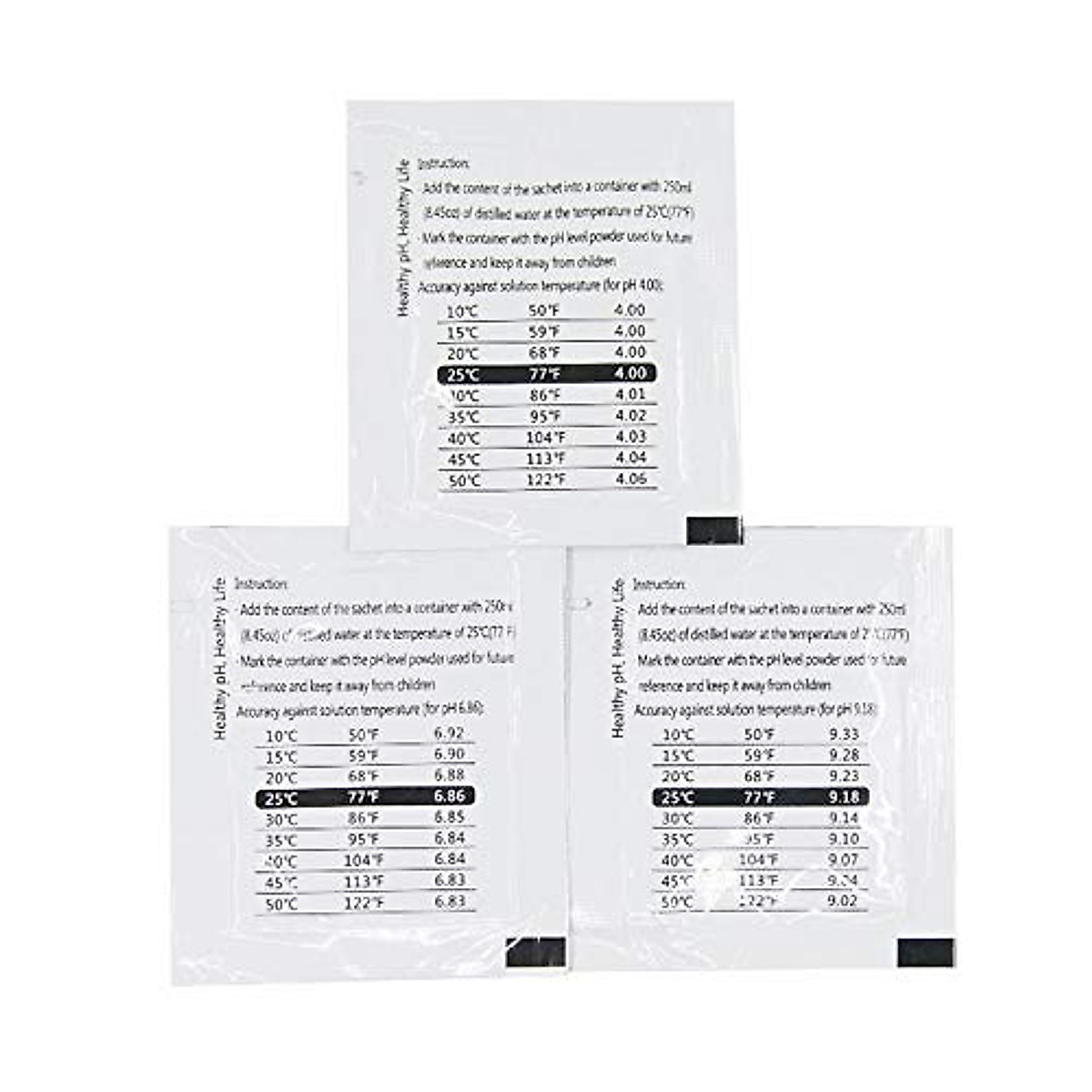 DuvinDD 18 Pack pH Calibration Solution Powder 6.86/4.00/9.18, pH Buffer Calibration Solution Packets for Precisely Calibrate pH Meter, pH Tester Calibration Powder Packets