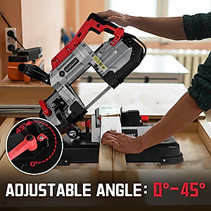 PowerSmart Portable Band Saw with Removable Alloy Steel Base, 10Amp 1100W Motor 5-Inch Deep Cut Bandsaw for Metal