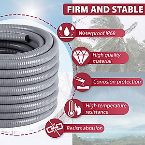 VASALAID 1/2inch 25ft Electrical Conduit Kit, Flexible Non Metallic Liquid Tight Conduit, Flexible Conduit with 6 Straight and 3 Angle Fittings, Not Include 10-AWG 3 Colour Wire (1/2" Dia)