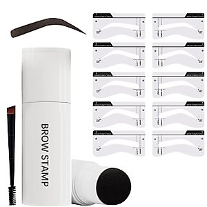 Eyebrow Stamp Stencil Kit- Eyebrow Stamp Pomade Waterproof with 2 pairs Thin Stencils 3 pairs Thick Stencils (Dark Brown)