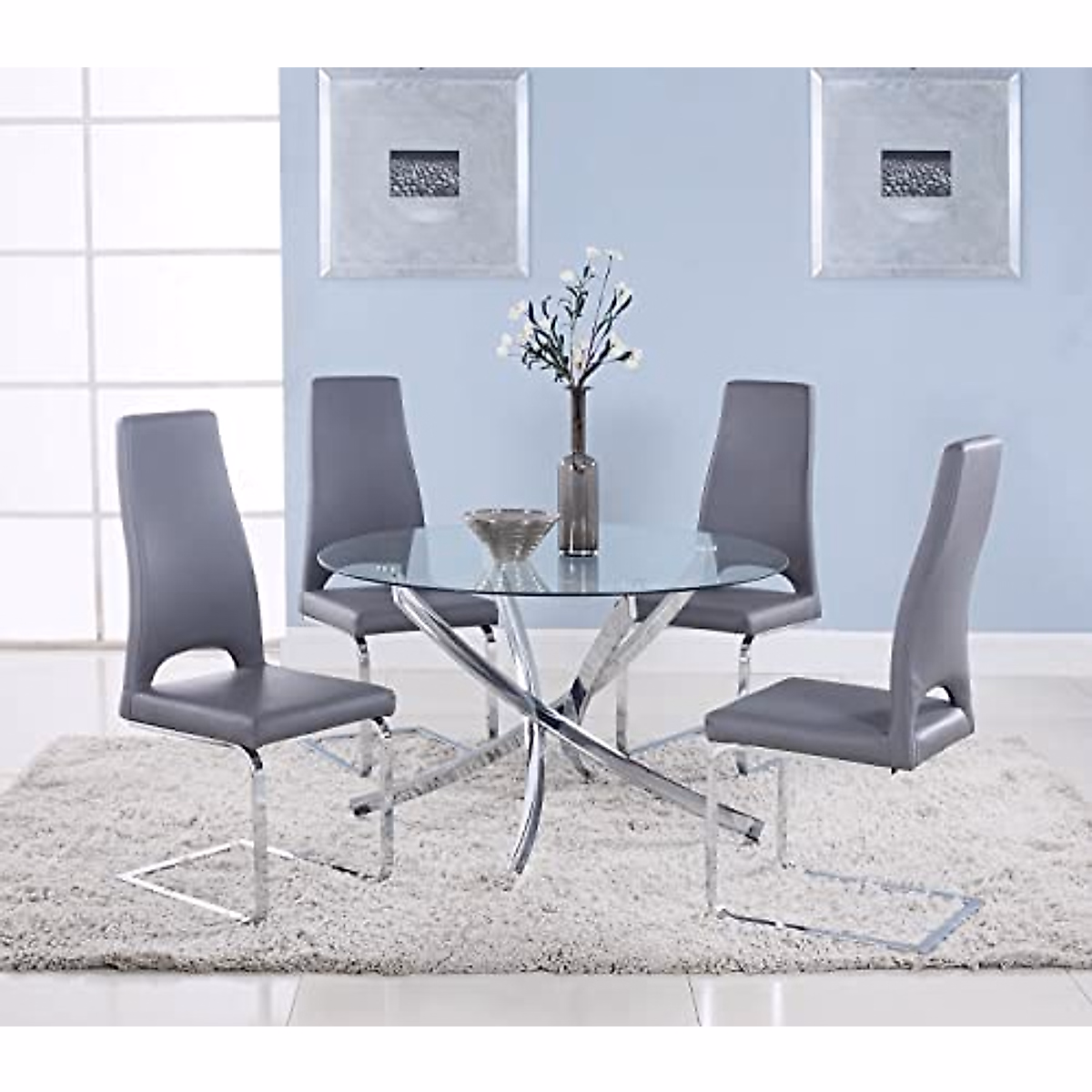 Coaster Home Furnishings Beckham Round Dining Table Chrome and Clear