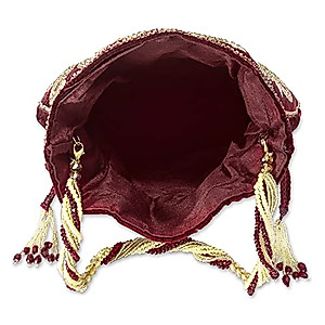 Aheli Potli Bags for Women Evening Bag Clutch Ethnic Bride Purse with Drawstring (P61M)