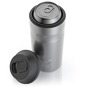 RTIC Can Chiller with Slider Lid, Fits Various Sizes Including 12oz, 16oz, & Slim Cans, Double Wall Vacuum Insulated, Stainless Steel, Sweat Proof, Stainless