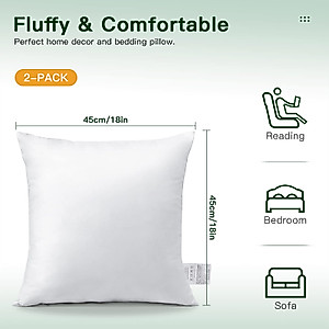 OTOSTAR Pack of 2 Throw Pillow Inserts, 18 x 18 Square Cushion Inner Soft Fluffy Plump Stuffer Cushion Pads White Decorative Pillow Inserts