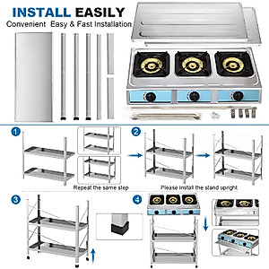 Propane Gas Stove 3 Burner Gas Stove with Removable Leg Stand Portable Gas Stove Auto Ignition Camping three Burner LPG for RV, Apartment, Outdoor