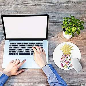 ITNRSIIET Mouse Pad with Design, Small Custom Mouse Mat for Women and Girls, Enhanced Thickness, Dual Stitched Edges, Ultra Soft, Cute Round Mousepad for Computer Office Gaming Laptop Mac, Pineapple