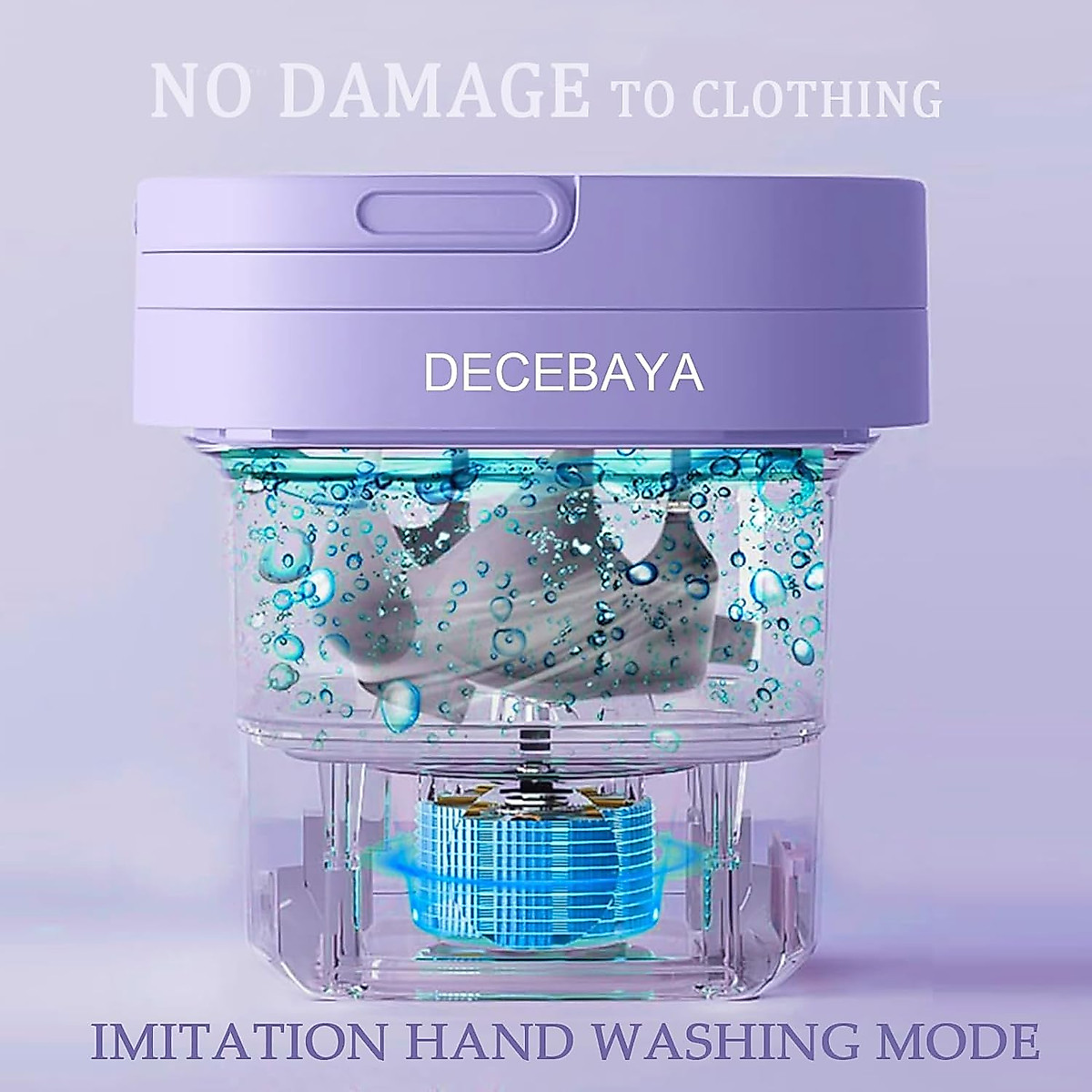Portable Washing Machine, Upgraded Foldable Mini Washer, Deep Cleaning of Underwear, Baby Clothes and Sock, Best for Apartments, Dormitories, Hotel,Travel (Purple)