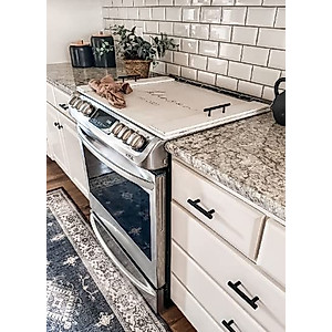 Josephine Thomas Home Personalized Noodle Board Last Name + Est Date in Soft Ivory, Lightly Distressed, Stove Cover