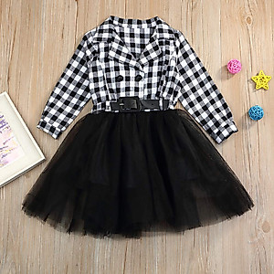 Goodplayer Little Kids Baby Girl Dresses Red Plaid Tutu Skirt Party Princess Formal Outfit Clothes (4-5 Years, White #a)