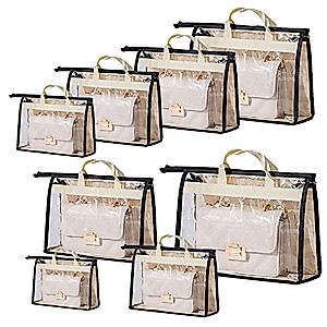 SZXFMY 8 Pack Handbag Storage Organizer Dust Bags Transparent Hanging Purse Organizer Wallet Storage Bag for Hanging Closet with Handle and Zipper Handbag